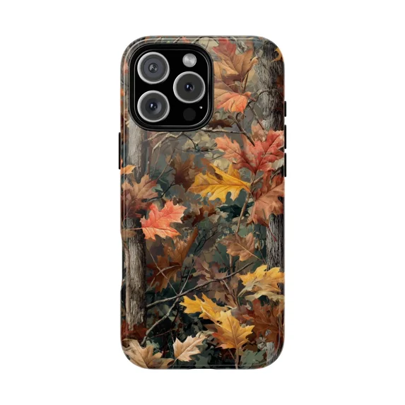 Autumn Forest Leaves Camo Pattern Nature Woodland Design with iPhone 17 ...