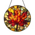 Autumn Forest Maple Leaf Stained Glass Suncatcher, Decorative Fall ...