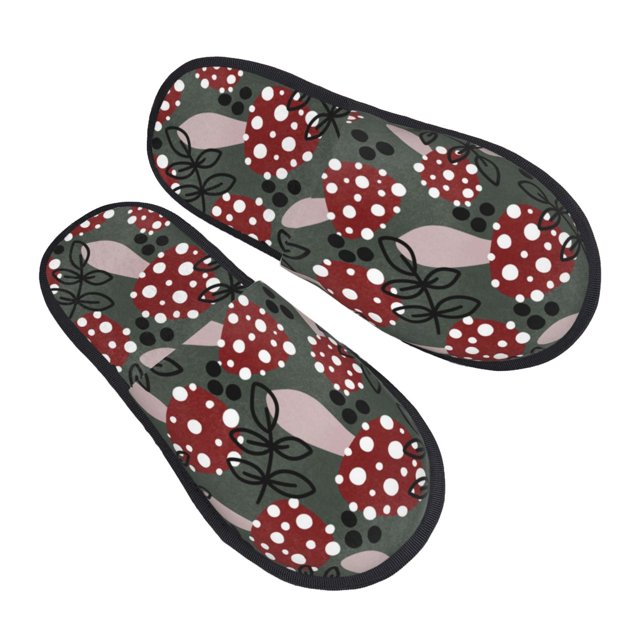 Autumn Forest Mushrooms House Slippers for Women Indoor, Fuzzy Warm ...