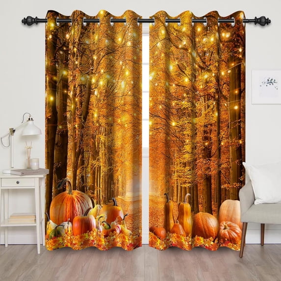 Autumn Forest Path Blackout Curtains, Pumpkin Fall Landscape Theme ...