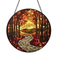 Autumn Forest Path Landscape Stained Glass Style Window Suncatcher ...