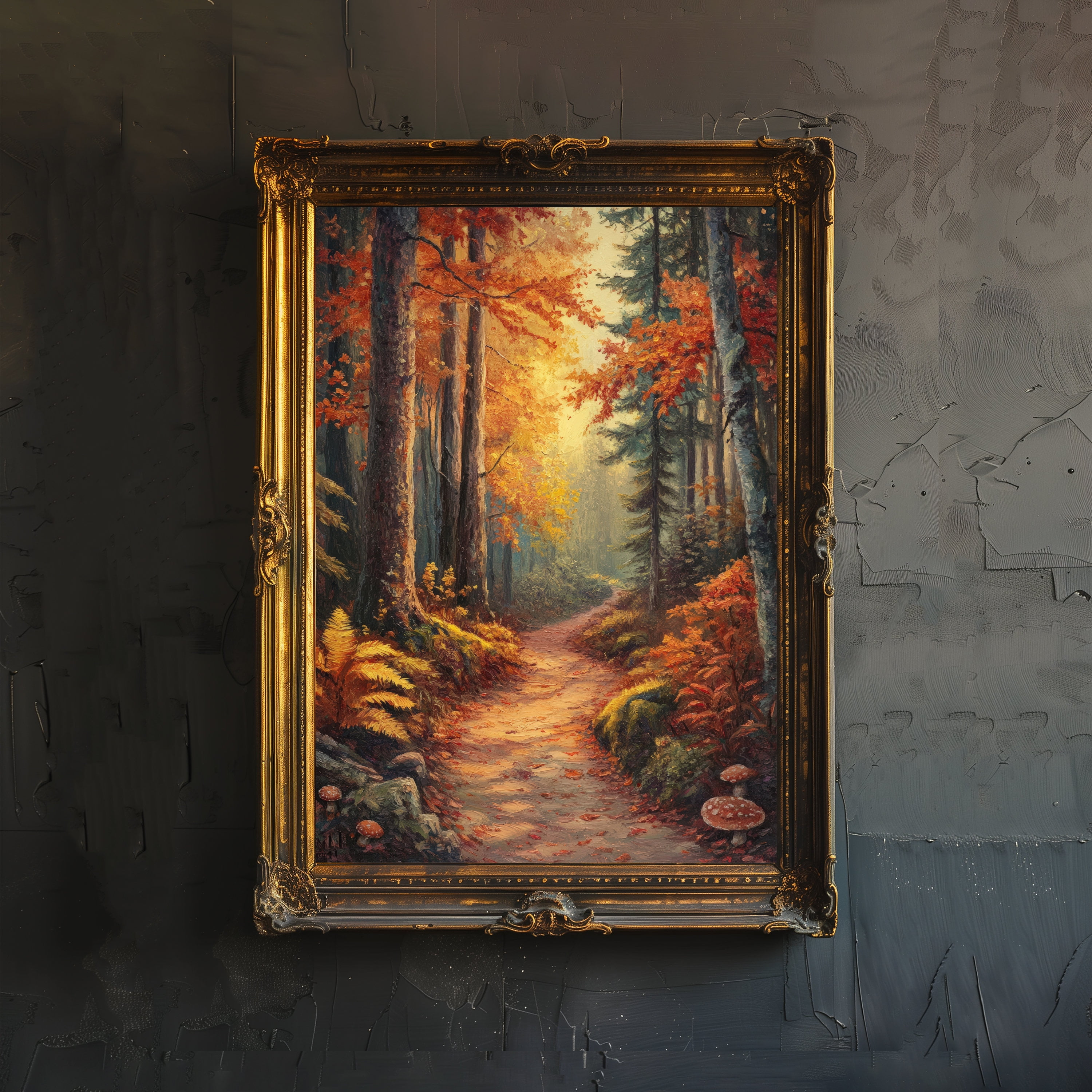 Autumn Forest Path Poster Dark Academia Art Cottagecore Decor Antique ...