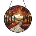 Autumn Forest Path Stained Glass Style Suncatcher, Woodland Window ...