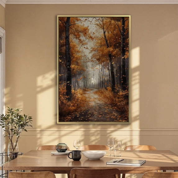 Autumn Forest Pathway Wall Art Fall Trees Landscape Living Room Wall ...