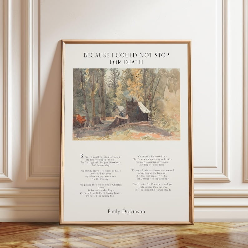 Autumn Forest Poster - Emily Dickinson Poem Art Print - Because I Could ...
