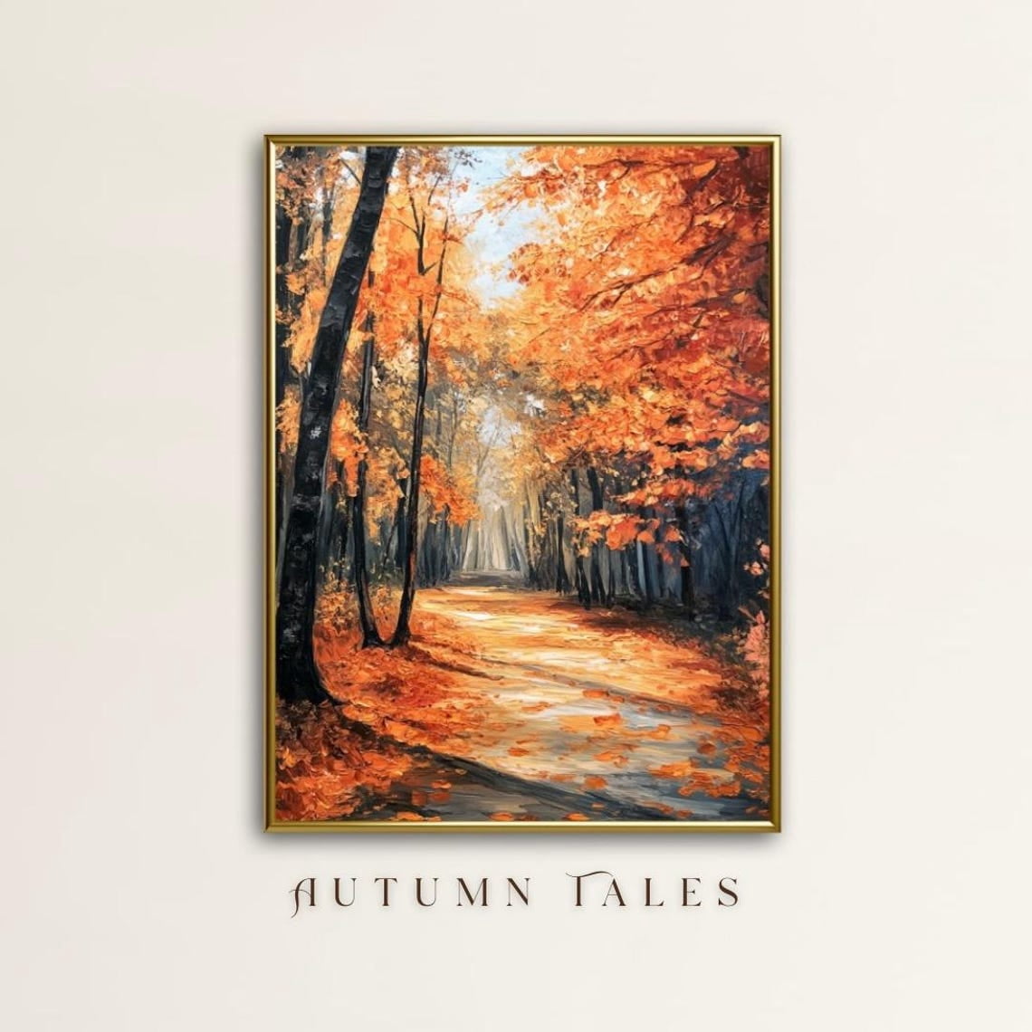Autumn Forest Poster Wall Art Countryside Landscape Print Bright Burnt ...