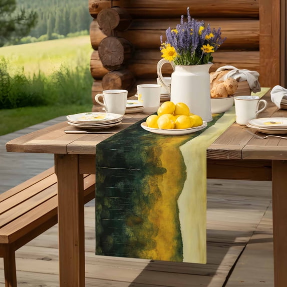 Autumn Forest Sky Artwork Table Runner 70 Inch Long Fall Landscape ...