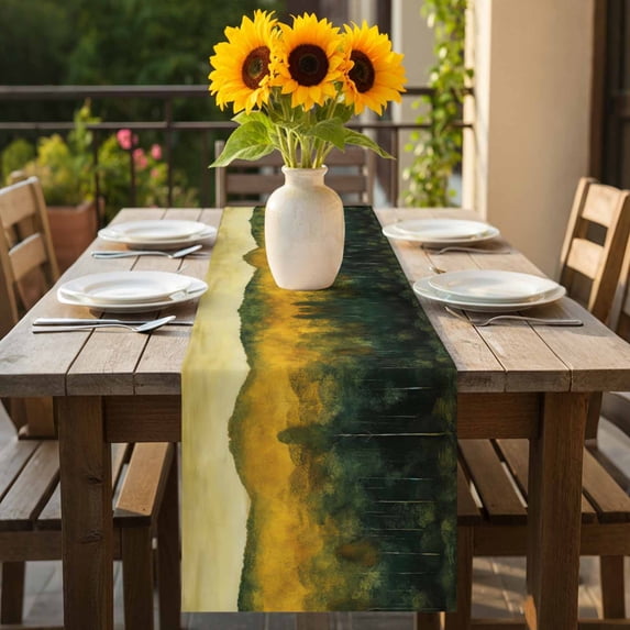 Autumn Forest Sky Artwork Table Runner 90 Inch Long Fall Landscape ...