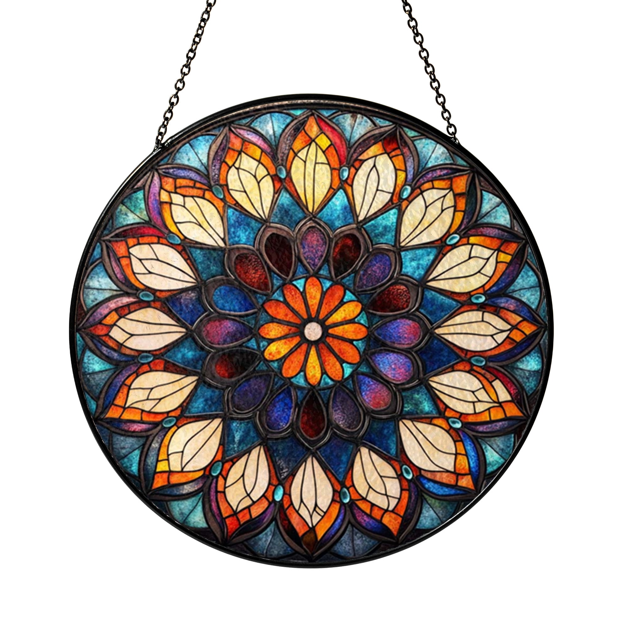Autumn Forest Stained Glass Suncatcher – Fall Landscape Window Art ...