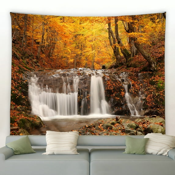 Autumn Forest Stream Landscape Tapestry 3D Mandala Wall Hanging Hippie ...