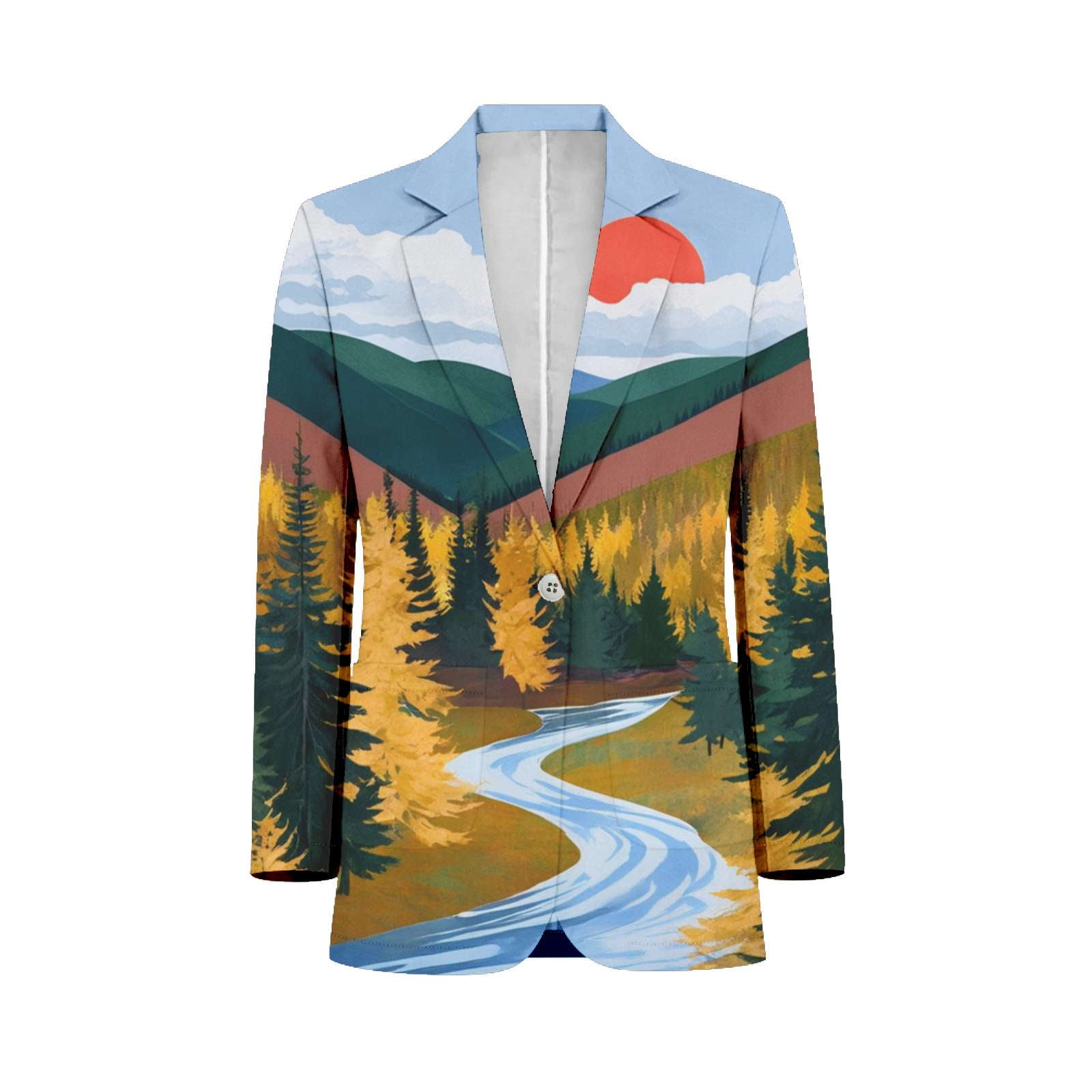 Autumn Forest Sunset Customized Men's Suits full man Shawl Collar ...