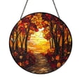 Autumn Forest Sunset Landscape Stained Glass Style Window Suncatcher ...