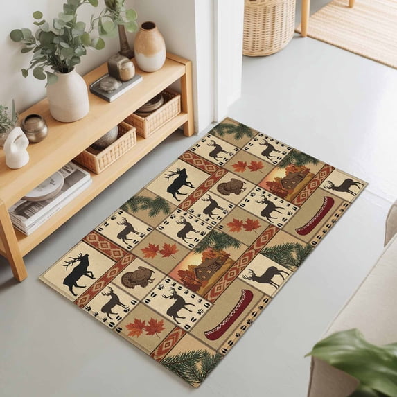 Autumn Forest Turkey Maple Leaves Rectangle Rug 2'x3' American Country ...