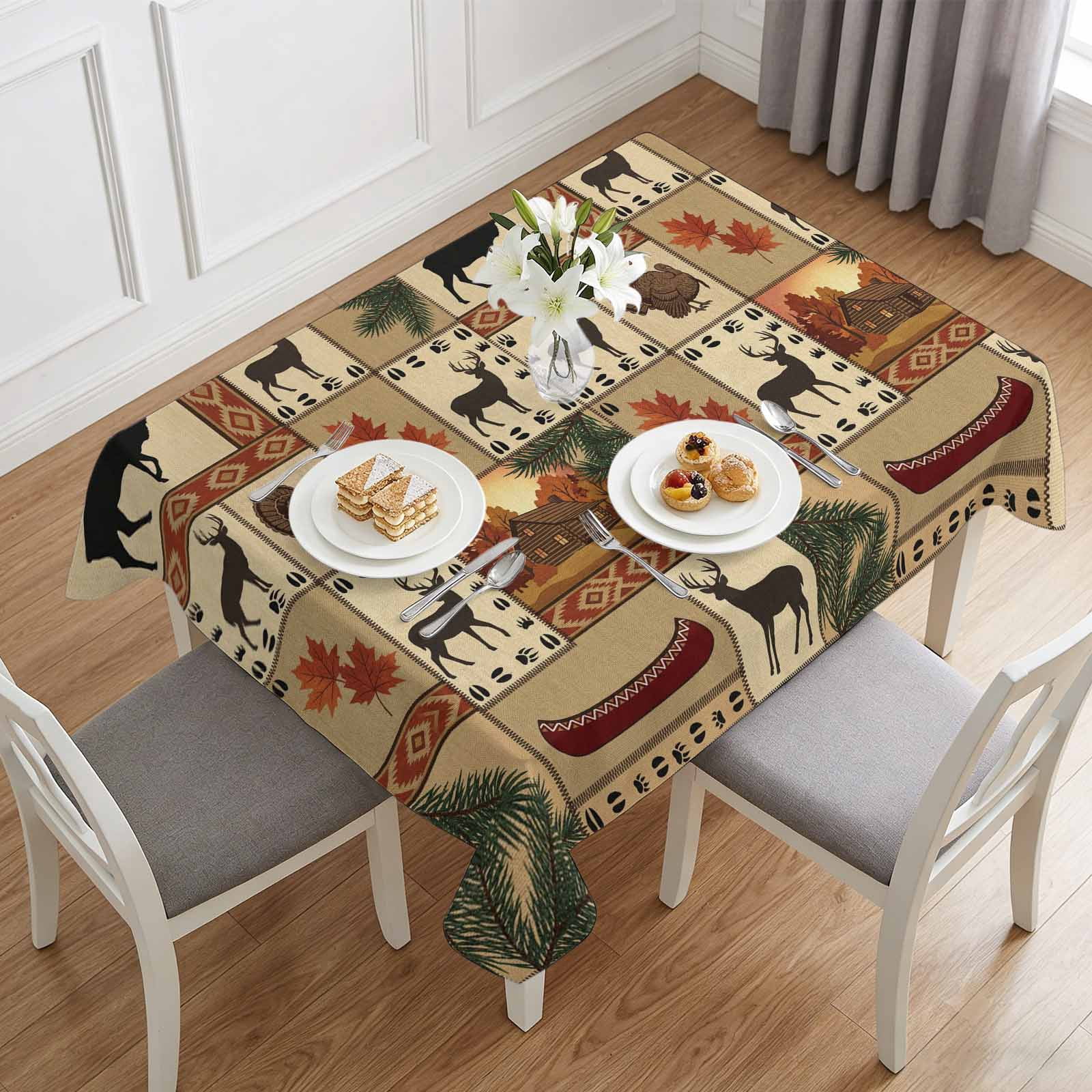 Autumn Forest Turkey Maple Leaves Table Cloth 60x84in, Waterproof ...