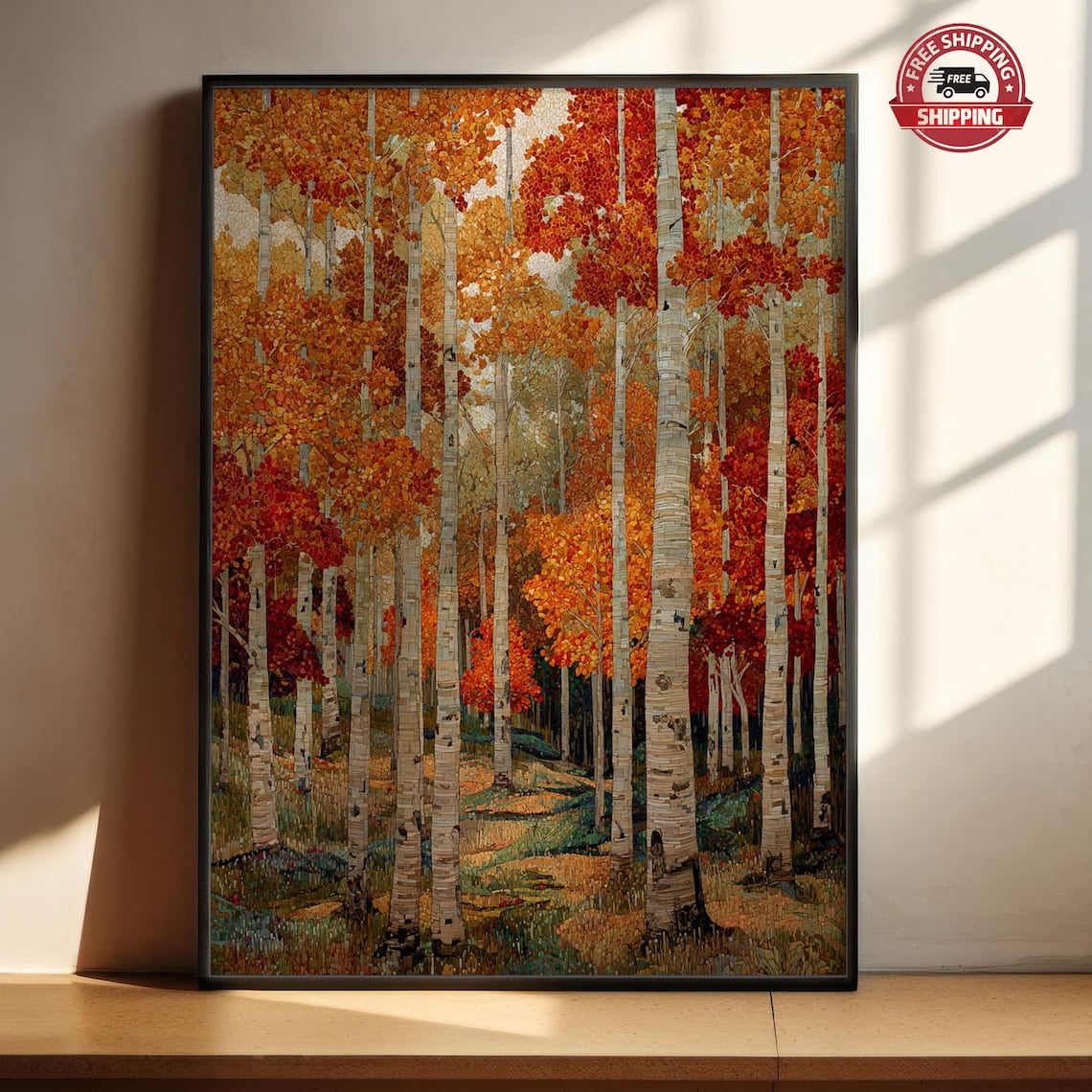 Autumn Forest Vintage Botanical Decor Version C, Stretched Canvas ...