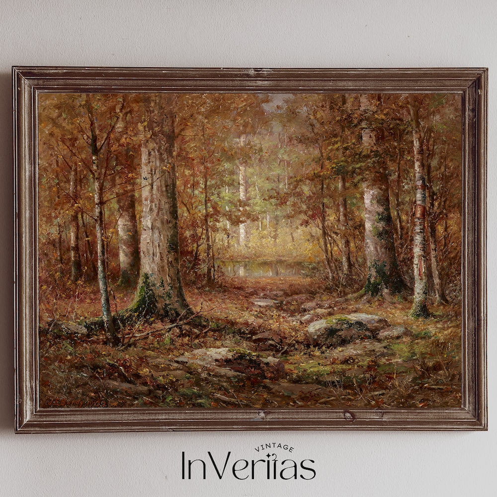 Autumn Forest Vintage Painting Farmhouse Fall Decor Art Home Decor ...