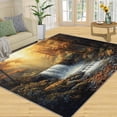 Autumn Forest Waterfall Area Rug, Nature Landscape Pattern Carpet ...