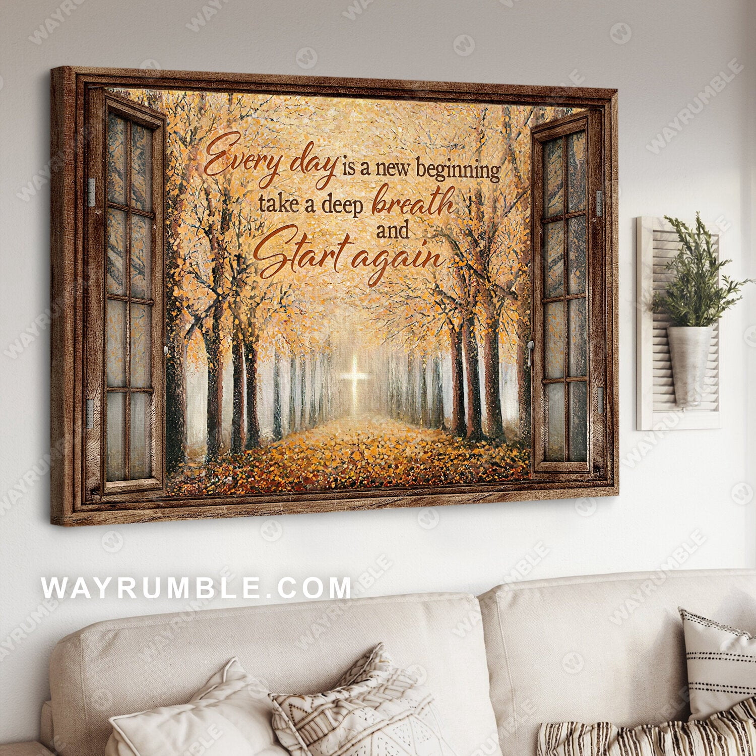 Autumn Forest Yellow Leaf Golden Cross Every Day Is A New Beginning ...