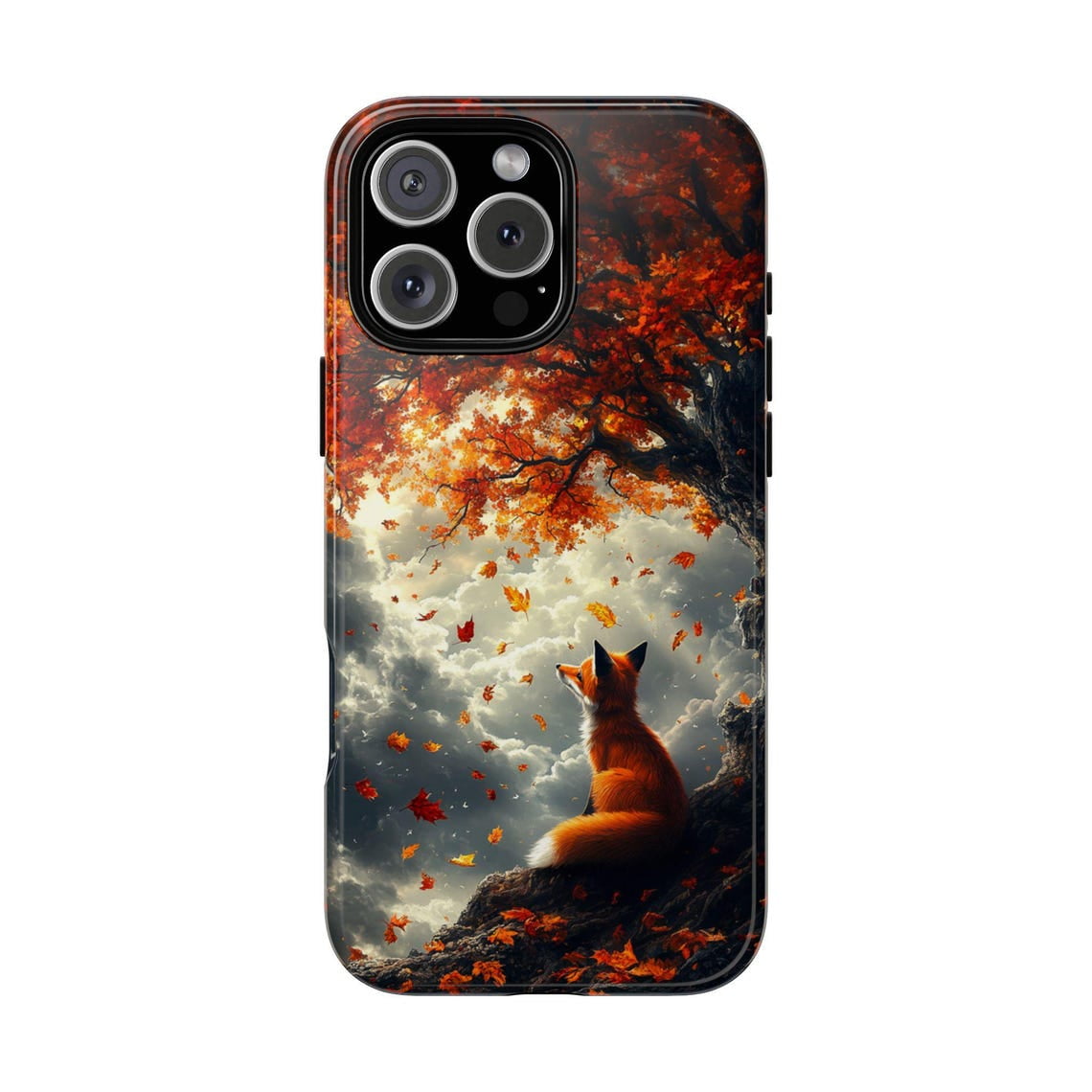 Autumn Fox Beneath Orange Fall Tree Scene Phone Case with iPhone 17 to ...