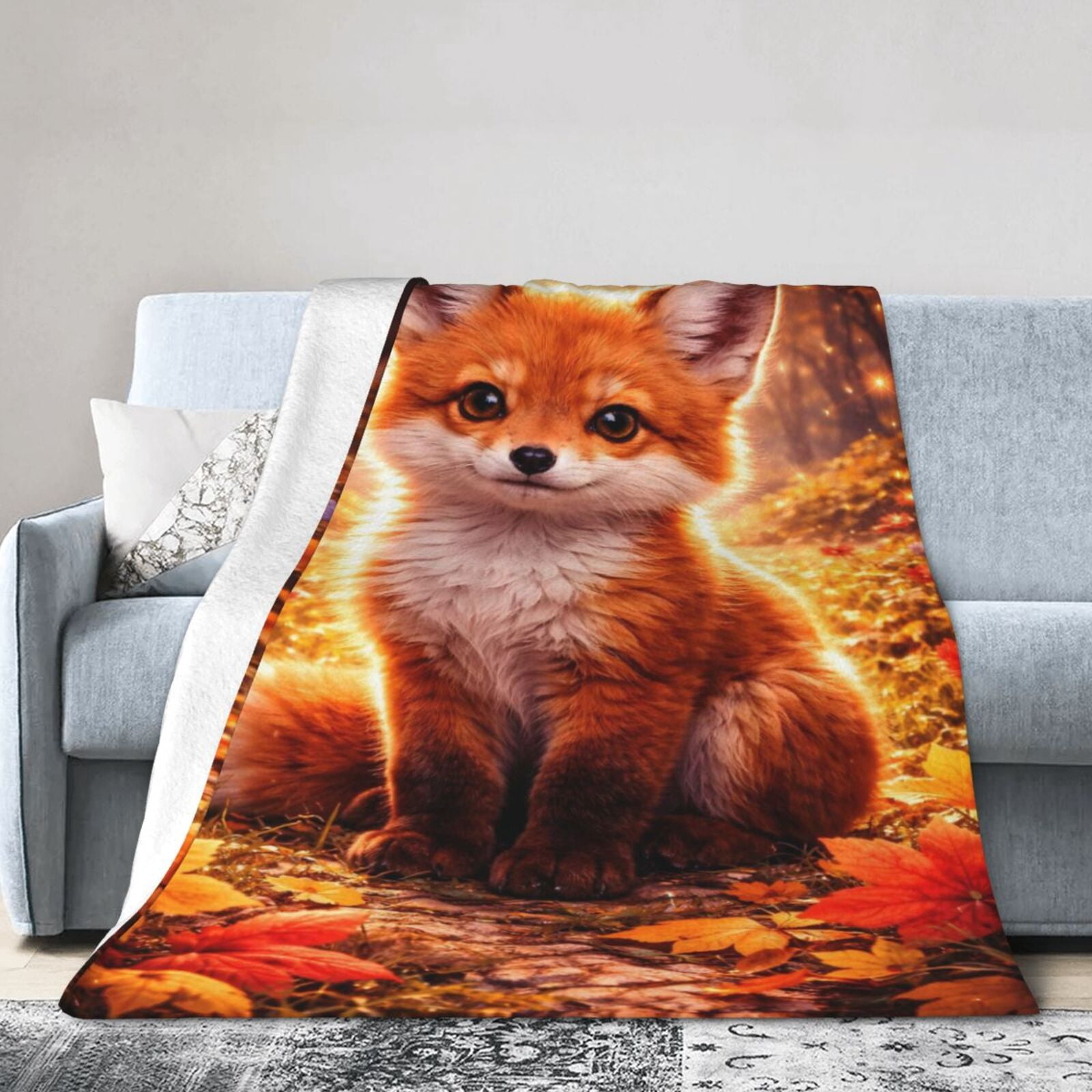Autumn Fox Blanket Cozy Soft Home Decor Gift for Animal Lovers ...