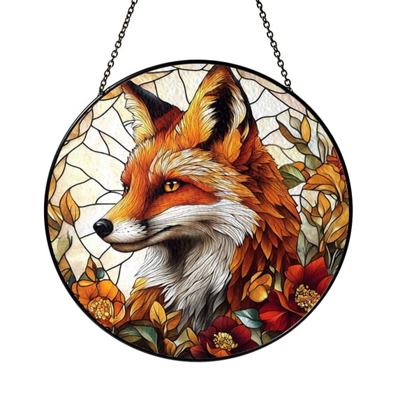 Autumn Fox Floral Window Hanging – Glass Style Art1701 - Walmart.com