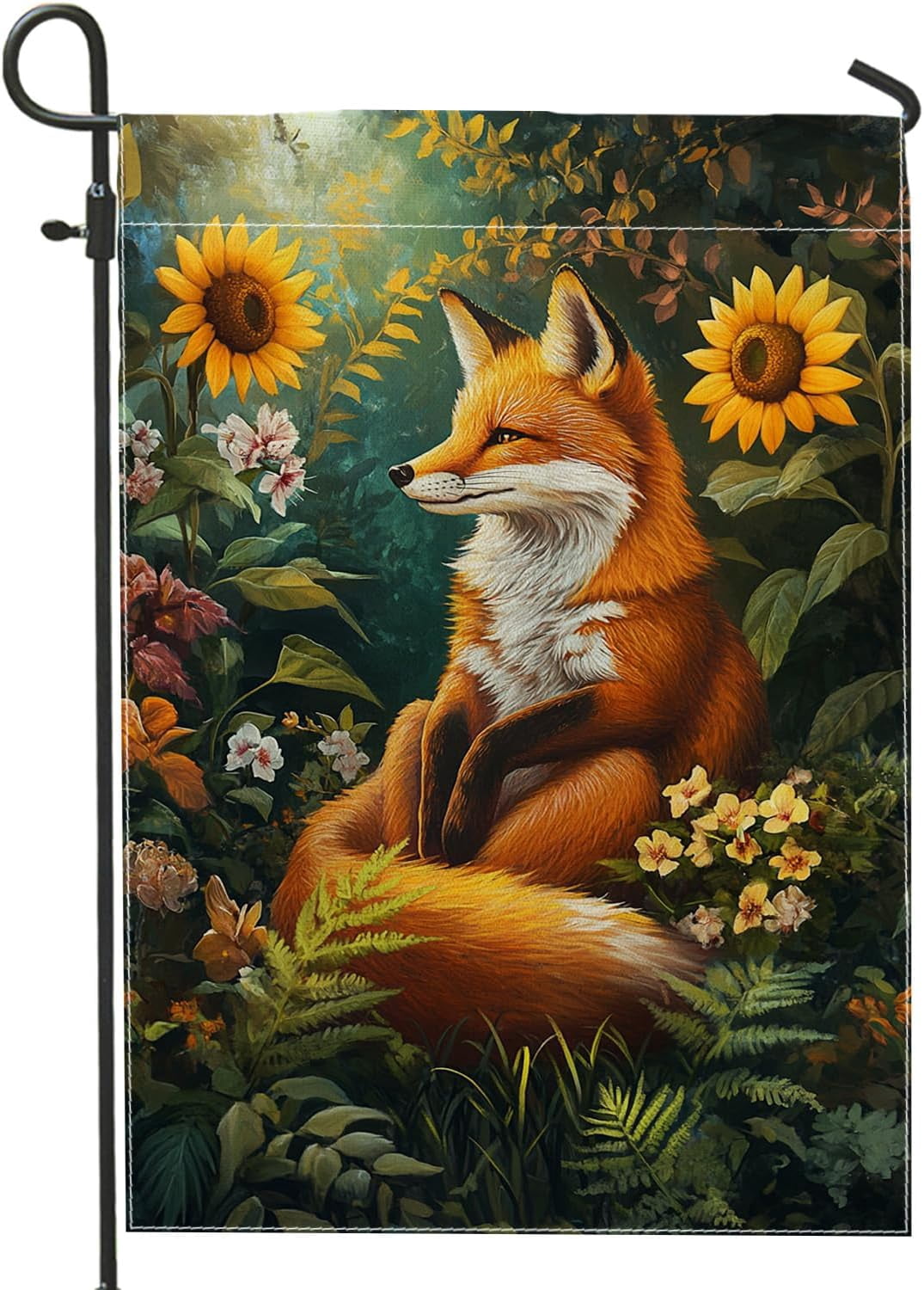 Autumn Fox Garden Flag Double-Sided Decorative Burlap Outdoor Fall Lawn ...