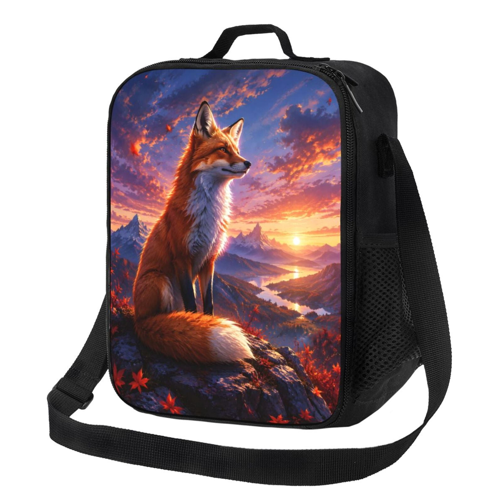 Autumn Fox Lunch Bag Insulated Thermal Lunch Box with Shoulder Strap ...