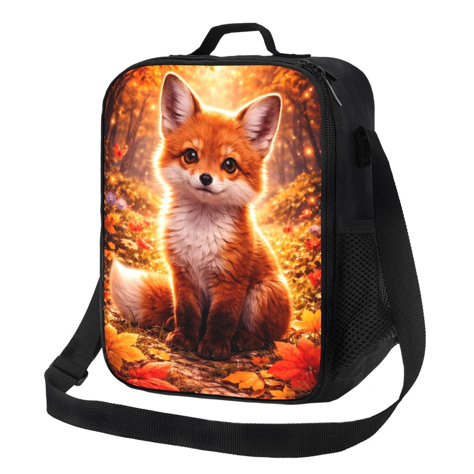 Autumn Fox Lunch Bag Insulated Thermal Lunch Box with Shoulder Strap ...