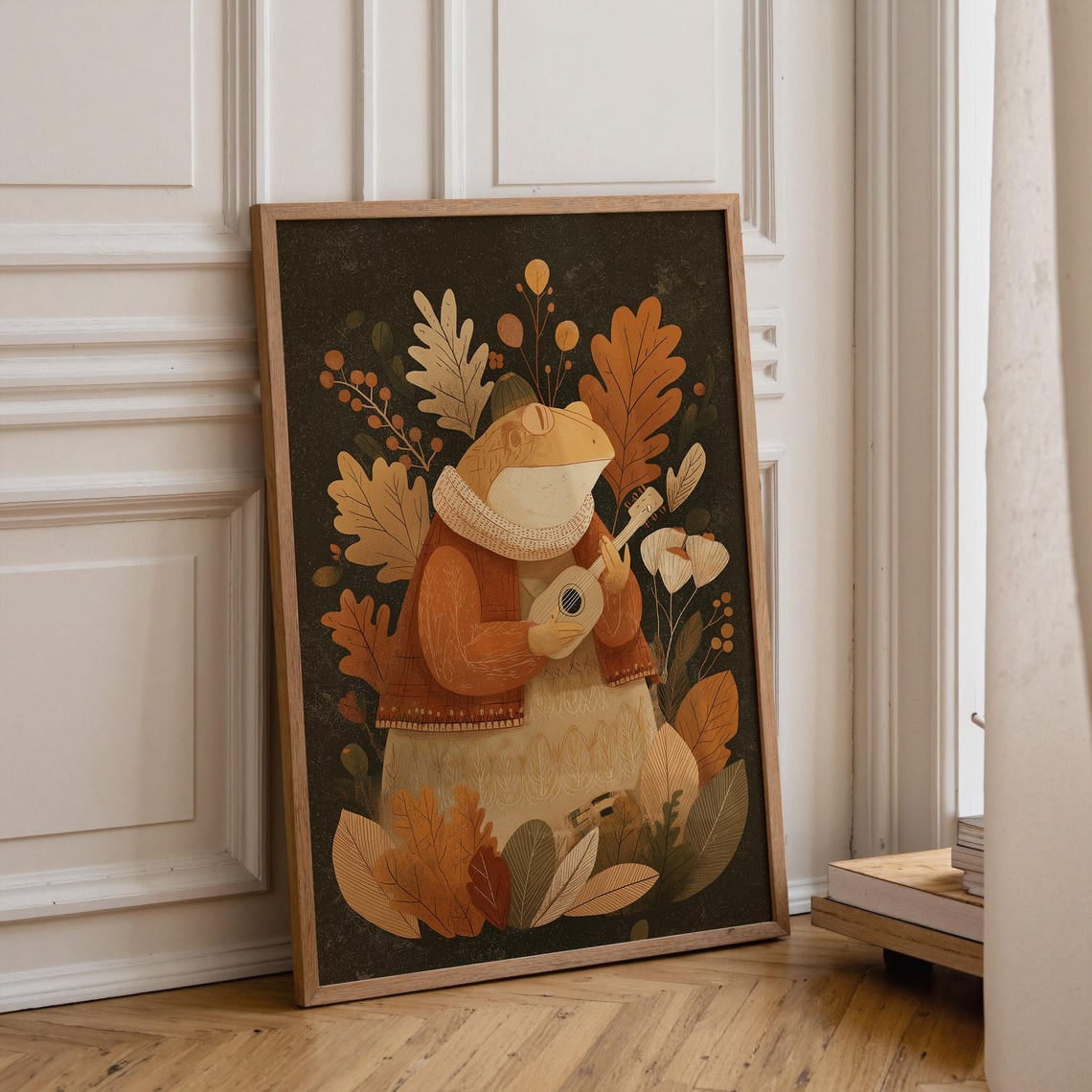 Autumn Frog Playing Ukulele Cozy Woodland Nursery Graphic Poster ...