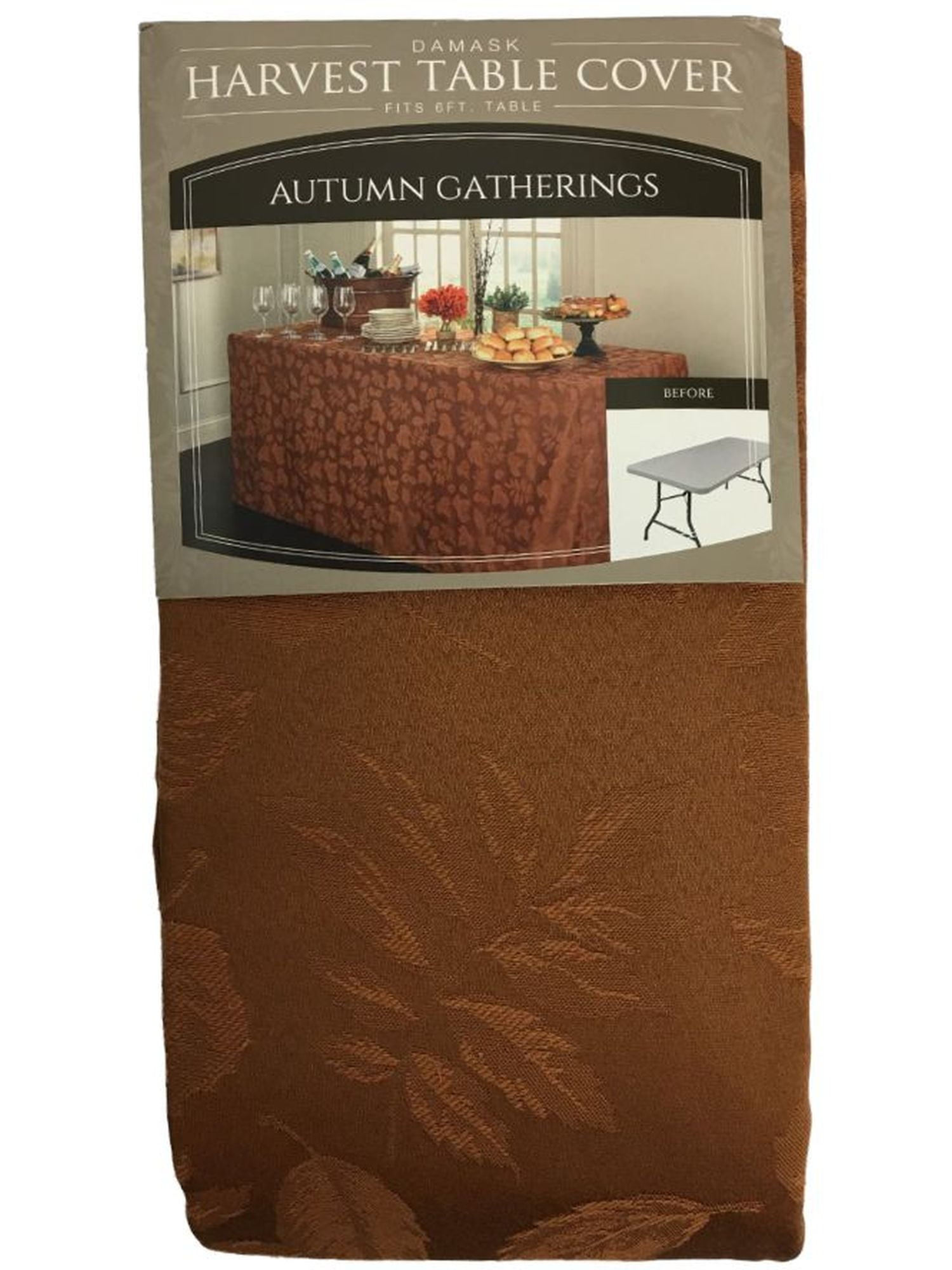 Autumn Gatherings Bronze Rust Damask Fabric Banquet Tablecloth, 6 ...