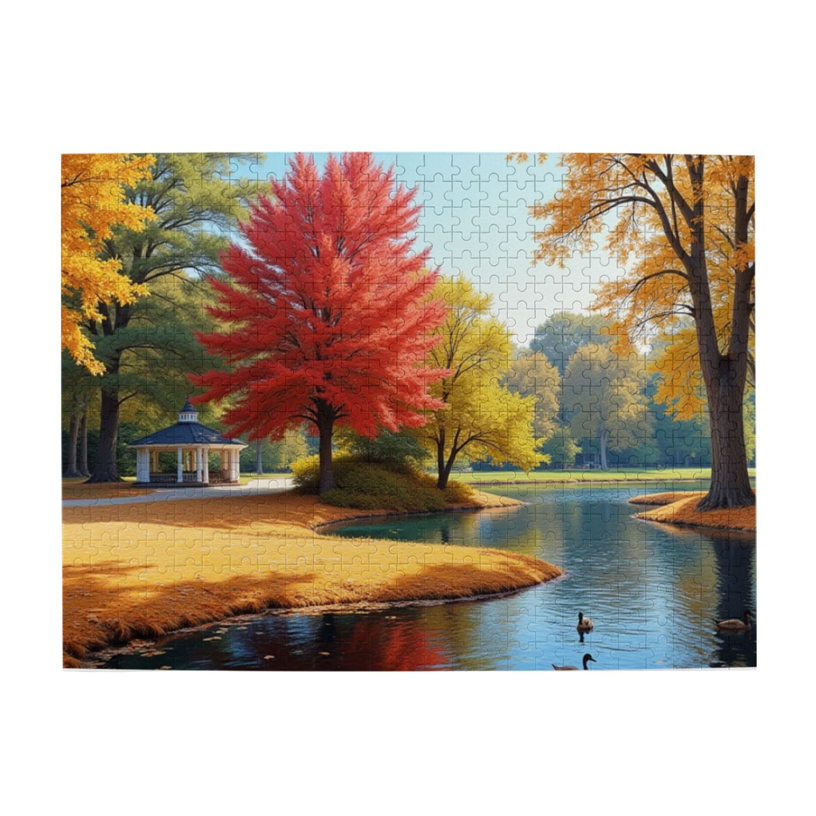 Autumn Gazebo 500Piece Adult Jigsaw Puzzle Relaxing Fall Landscape With ...