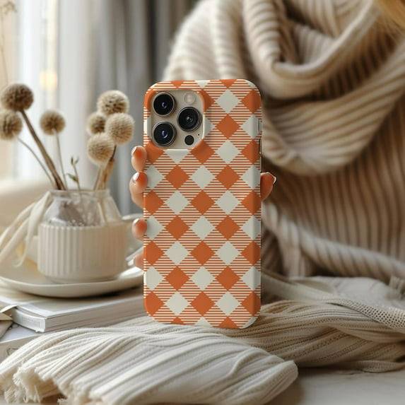 Autumn Gingham Pumpkin Spice Phone Case for iPhone 11 12 13 14 15 16 17 ...