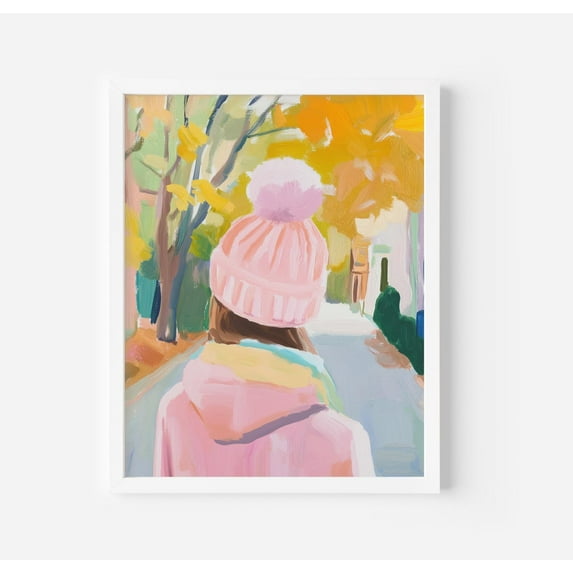 Autumn Girl : Trendy Fall Decor , Hat , October Poster, Unframed Canvas ...