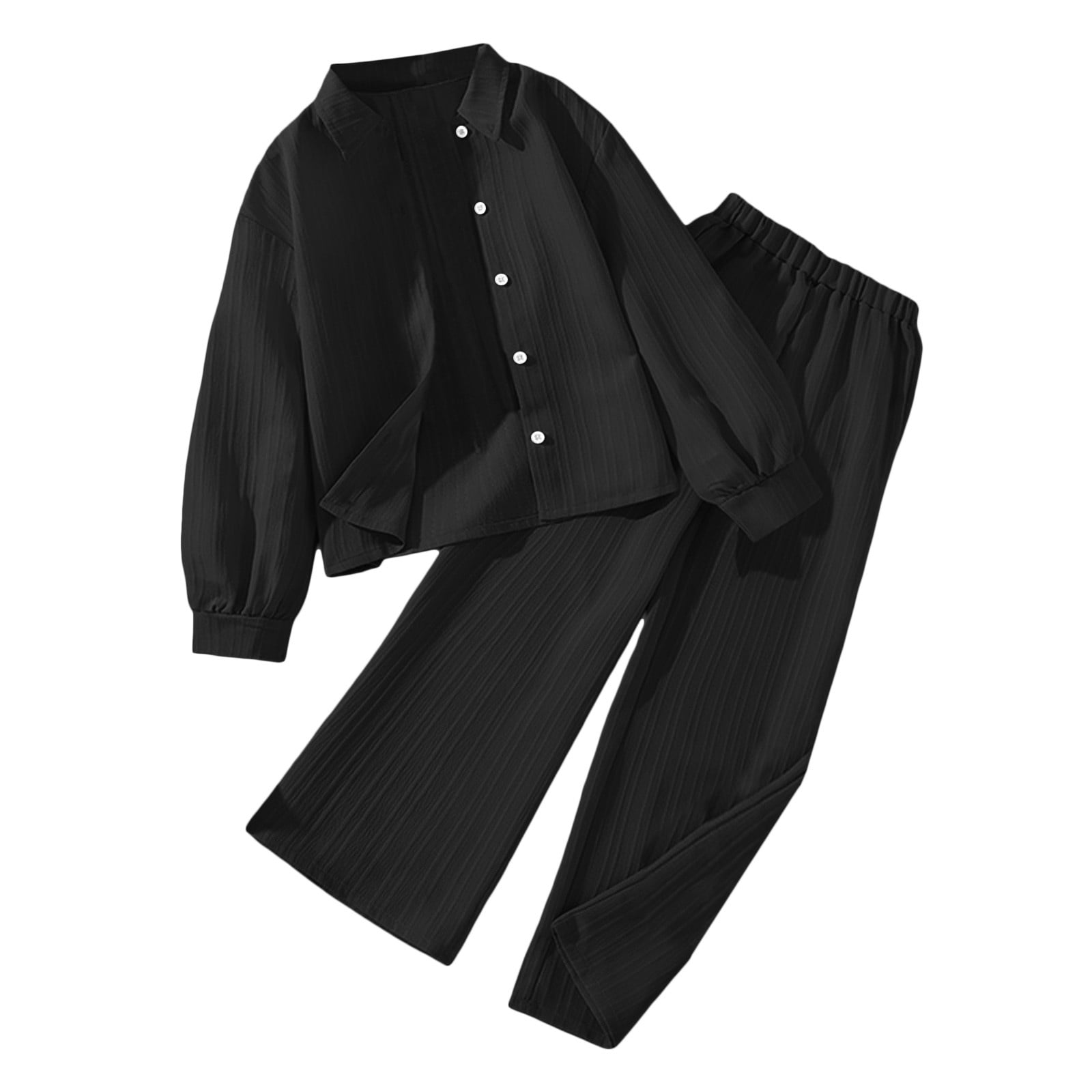 Autumn Girls' Outfit - Long Sleeve Top & Wide Leg Trousers Two-Piece ...