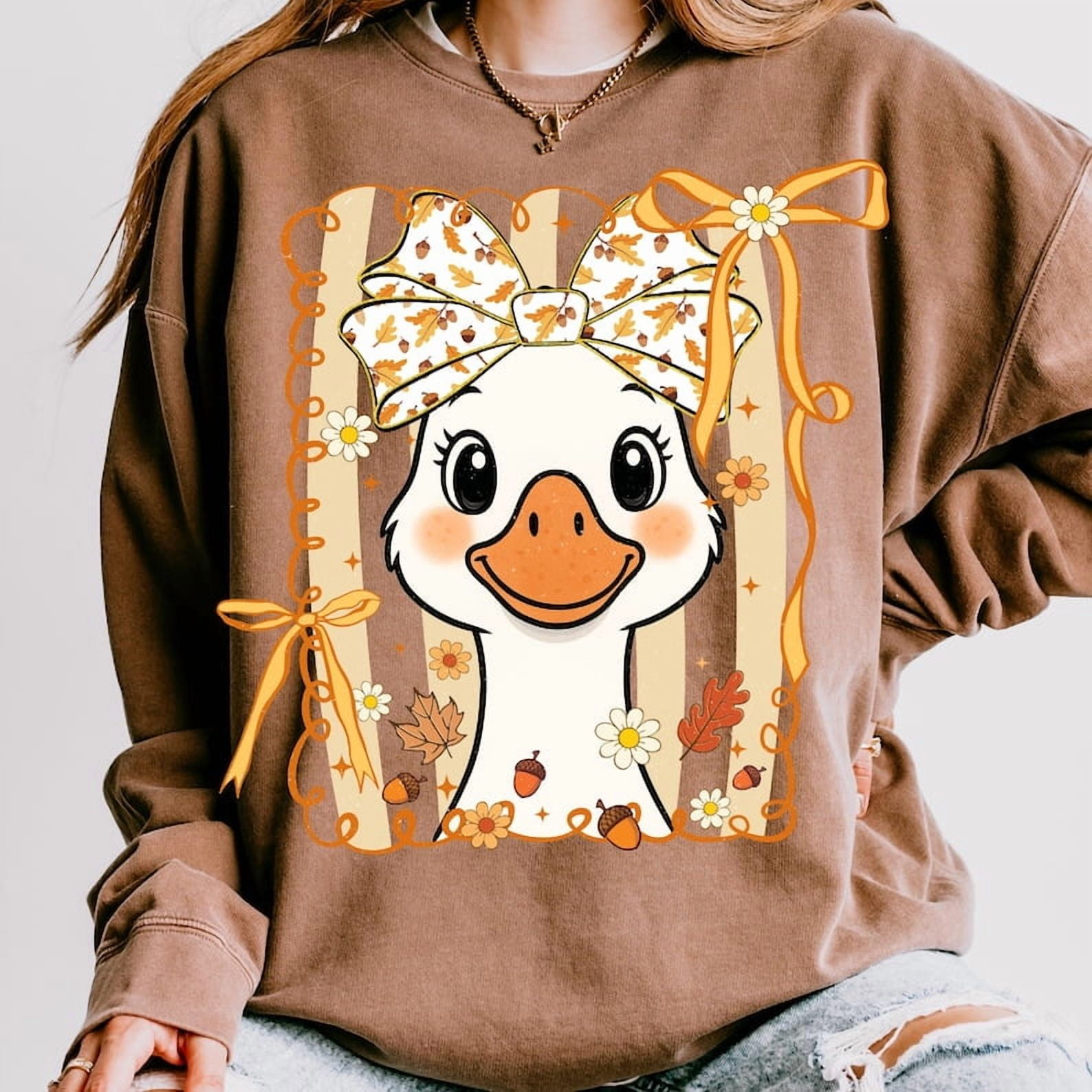 Autumn Goose Sweatshirt, Floral Fall Pumpkin Goose Sweatshirt, Fall ...