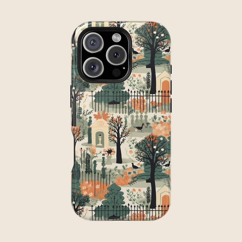 Autumn Graveyard Halloween Cemetery Trees Phone Case Compatible with ...