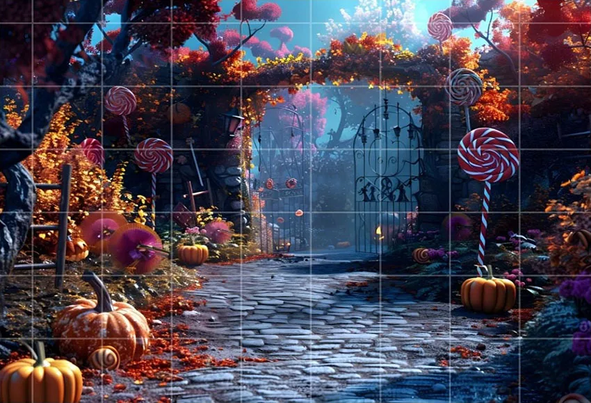 Autumn Halloween Candyland Pumpkin Kids Birthday Cake Smash Portrait r ...