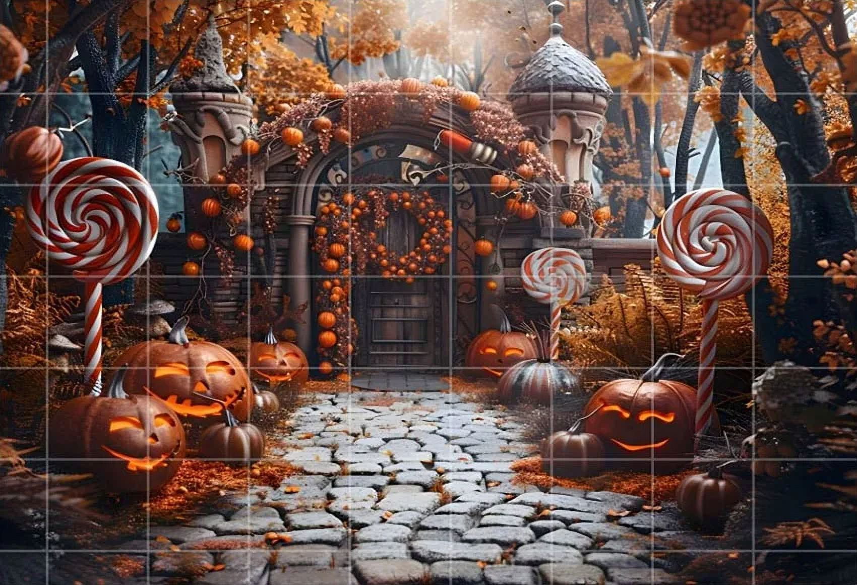 Autumn Halloween Candyland Pumpkin Kids Birthday Cake Smash Portrait r ...