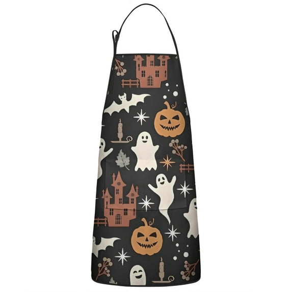 Autumn Halloween Scene Pattern Apron-Garden Aprons for Women with ...