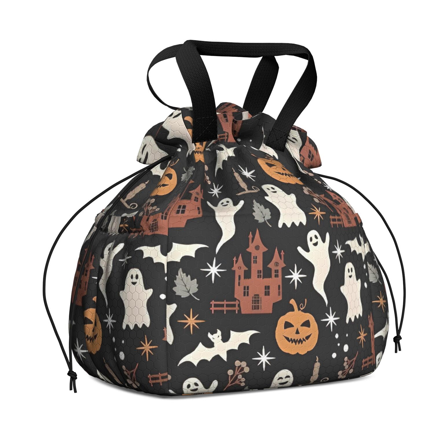 Autumn Halloween Scene Pattern Drawstring Lunch Bag Women - Drawstring ...