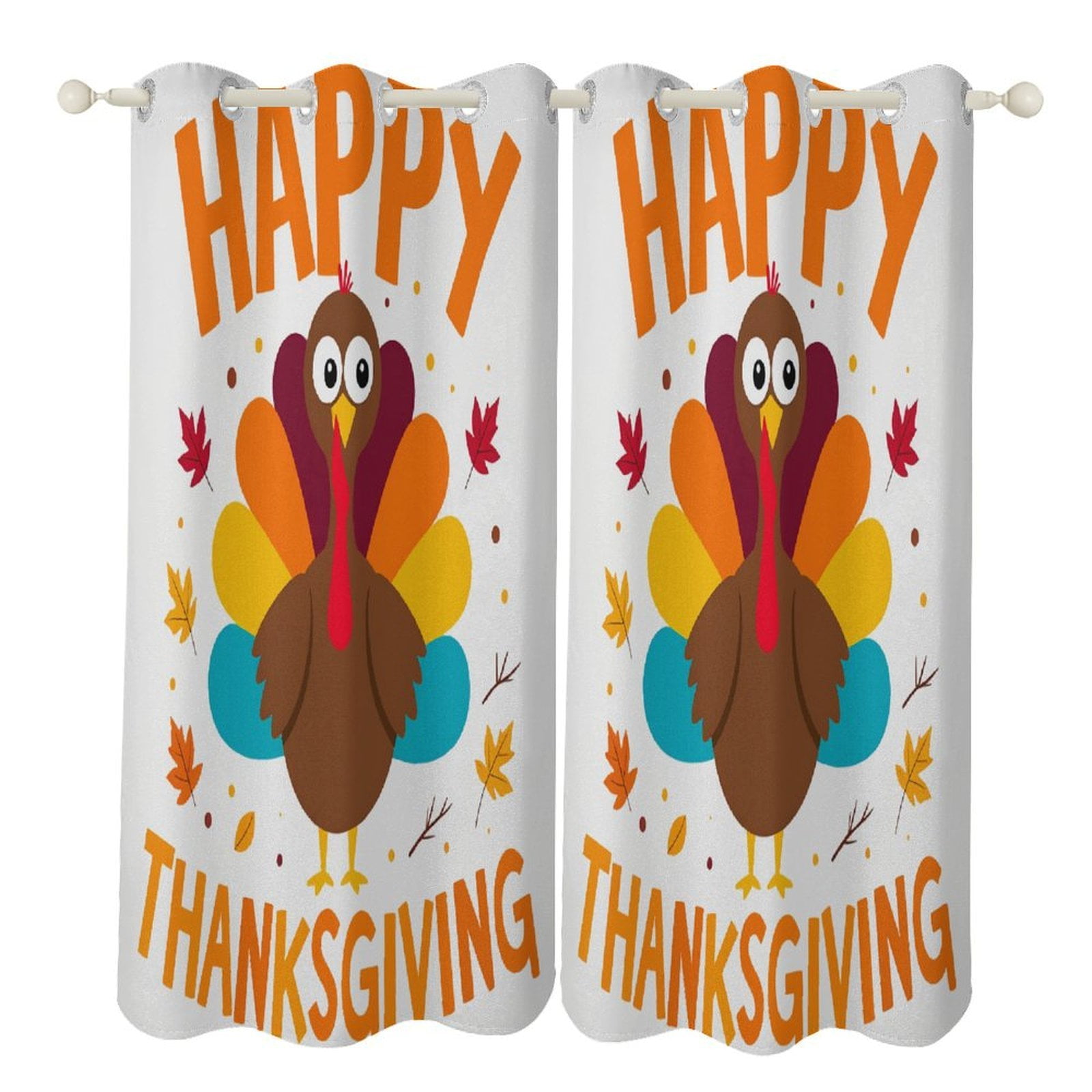 Autumn Happy Thanksgiving Turkey 2 Panels Blackout Curtains for Bedroom ...