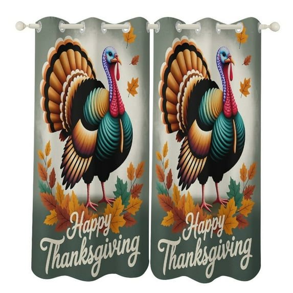 Autumn Happy Thanksgiving Turkey 2 Panels Blackout Curtains for Bedroom ...