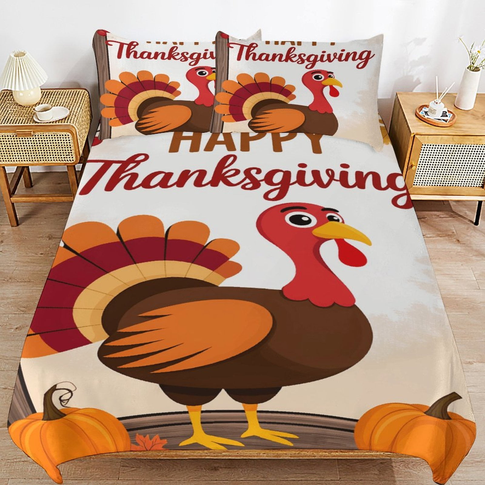 Autumn Happy Thanksgiving Turkey Bedding Set Couple Bedclothes ...