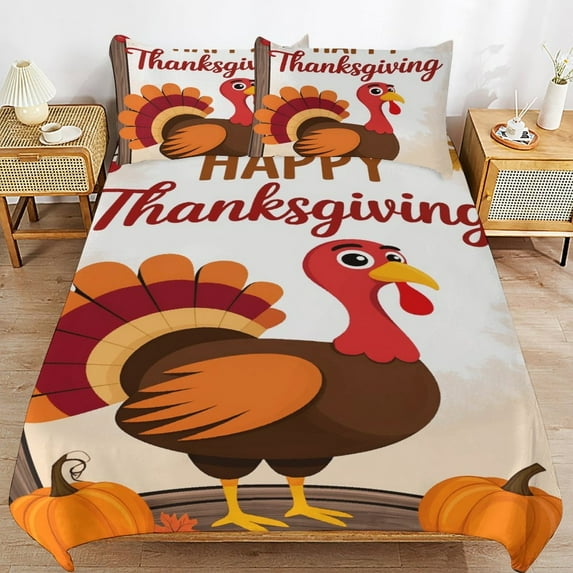Autumn Happy Thanksgiving Turkey Bedding Set Couple Bedclothes ...