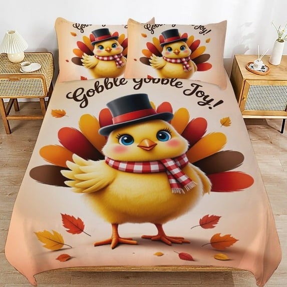 Autumn Happy Thanksgiving Turkey Bedding Set Couple Bedclothes ...