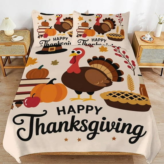 Autumn Happy Thanksgiving Turkey Bedding Set Couple Bedclothes ...