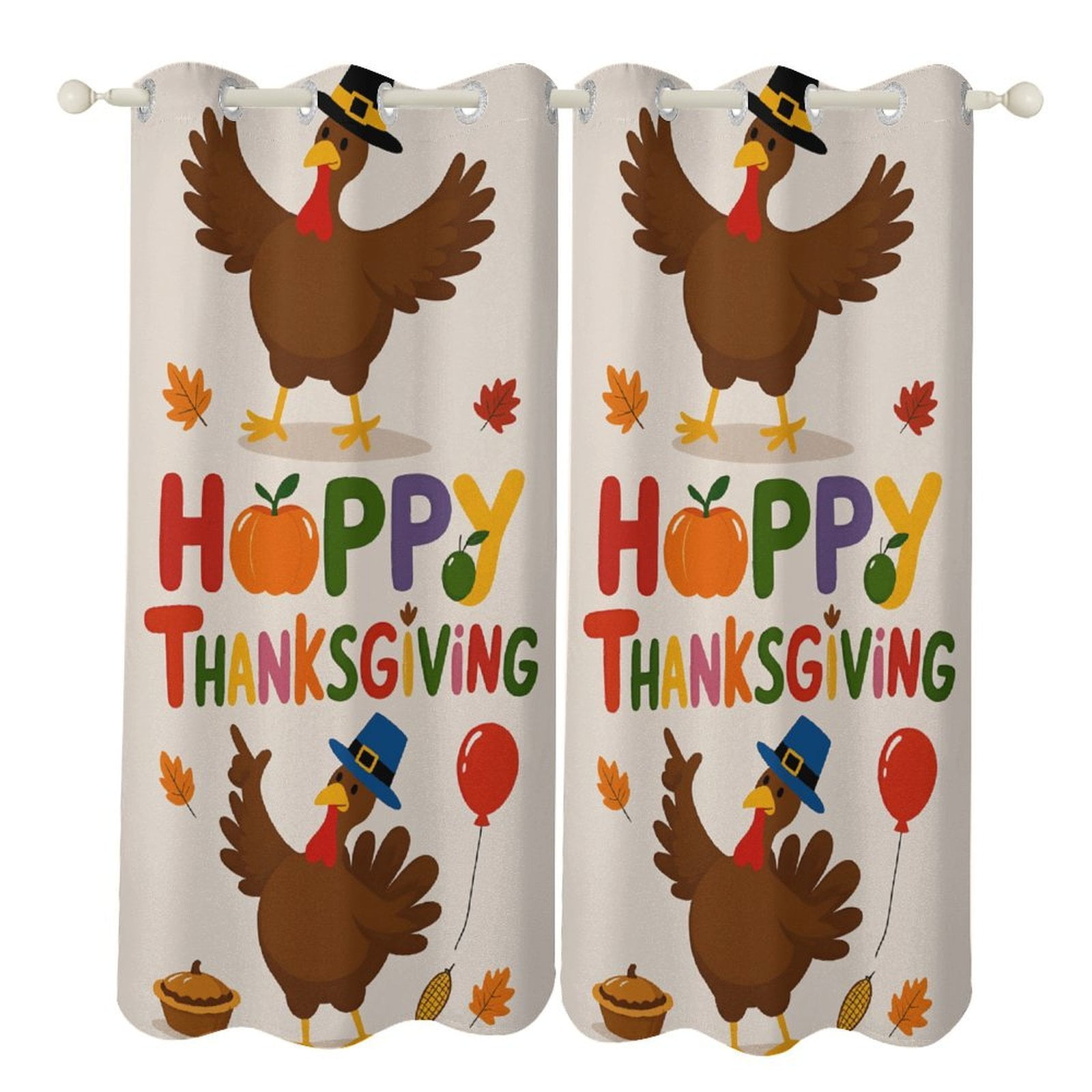 Autumn Happy Thanksgiving Turkey Blackout Curtain 3d Printed Window ...