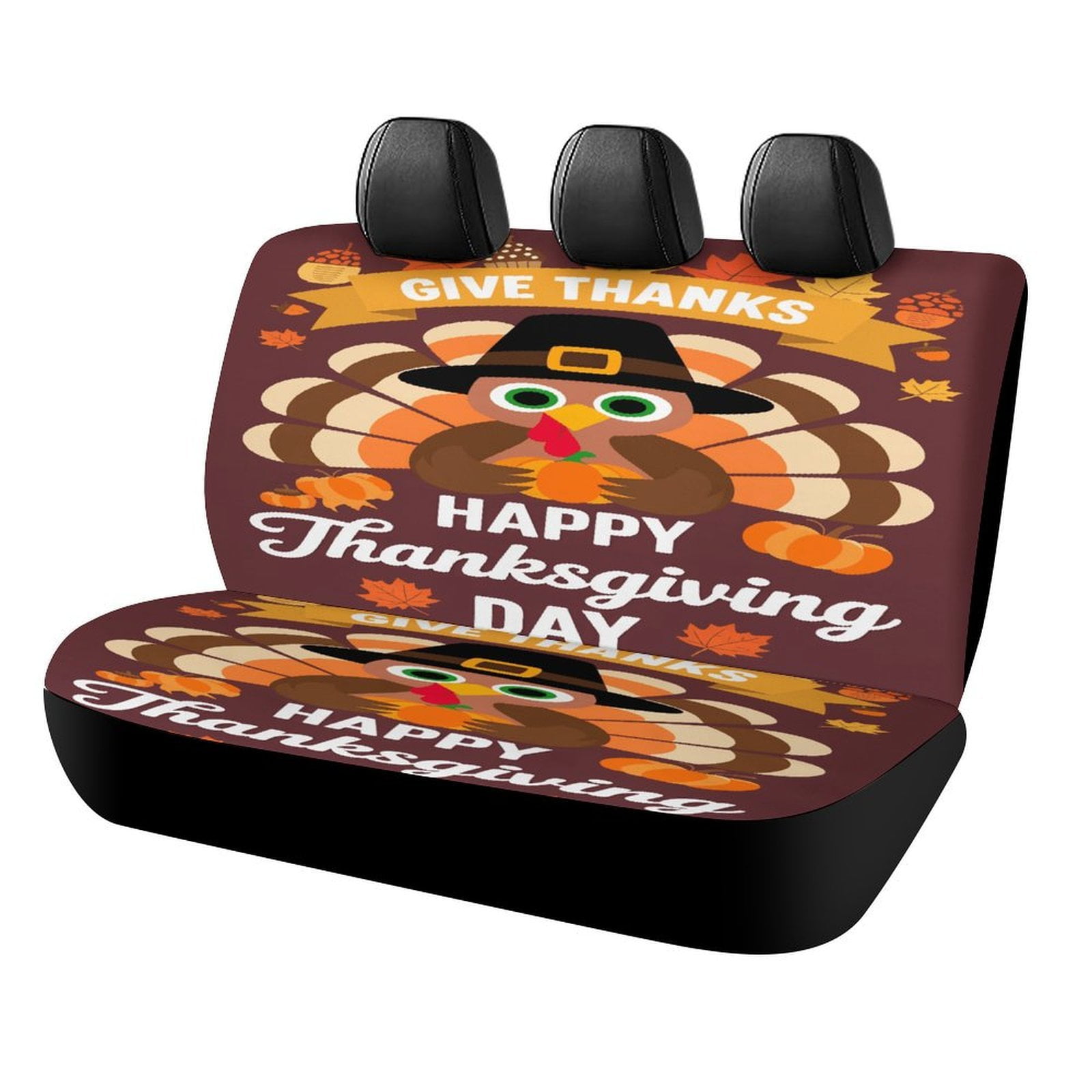 Autumn Happy Thanksgiving Turkey Car Rear Seat Covers Back Elastic ...