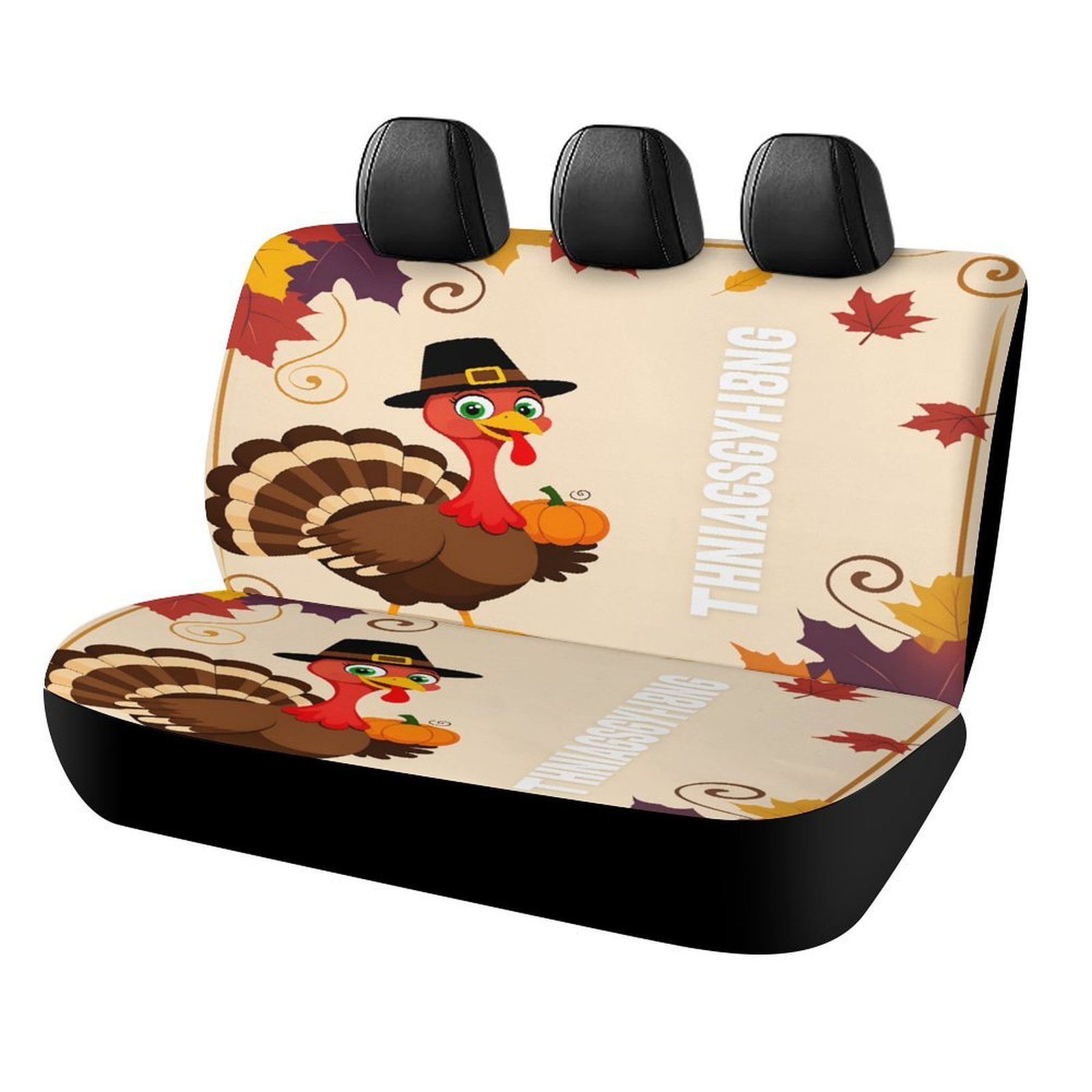 Autumn Happy Thanksgiving Turkey Car Rear Seat Covers Back Elastic ...