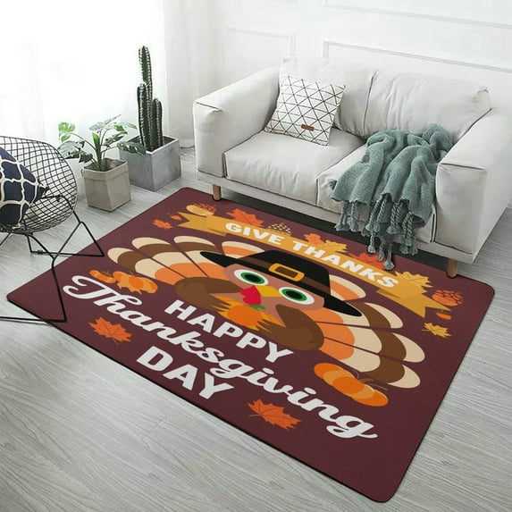 Autumn Happy Thanksgiving Turkey Carpet Style Living Room Bedroom Soft ...